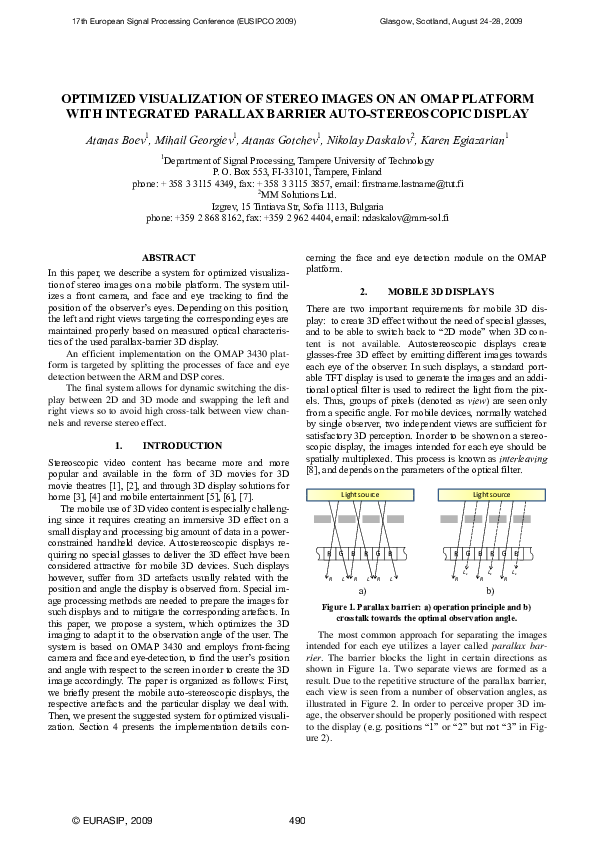 (PDF) OPTIMIZED VISUALIZATION OF STEREO IMAGES ON AN OMAP PLATFORM WITH INTEGRATED PARALLAX ...