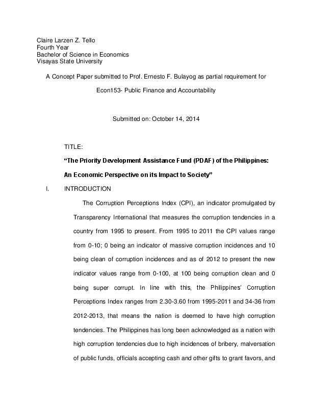 (PDF) The Priority Development Assistance Fund (PDAF) of the ...