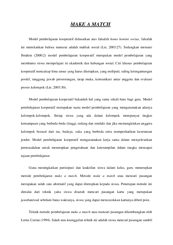 (DOC) MAKE A MATCH Model