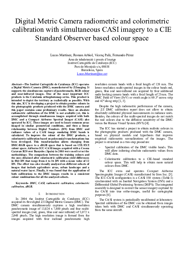 (PDF) Digital metric camera radiometric and colorimetric calibration ...
