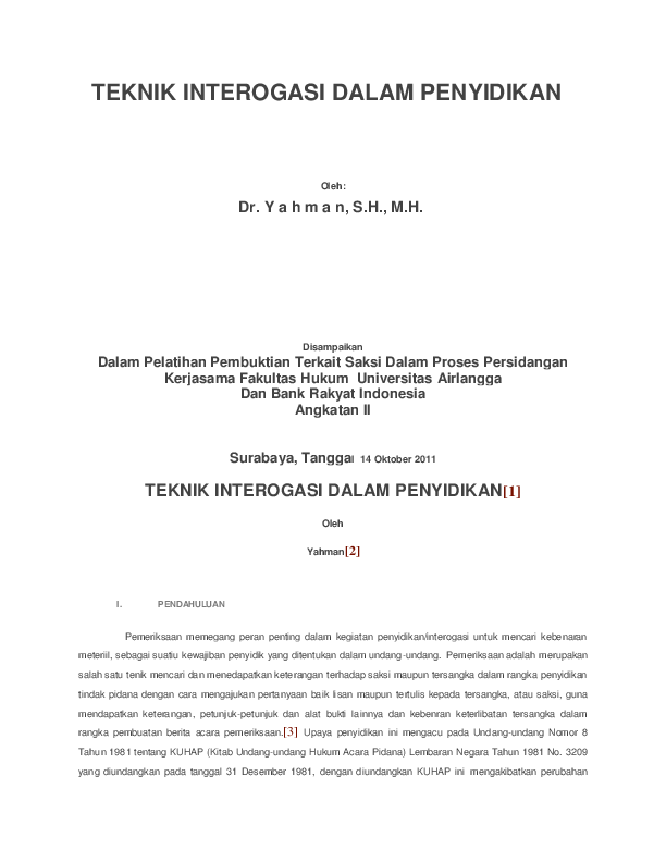 (DOC) TEKNIK INTEROGASI DALAM PENYIDIKAN