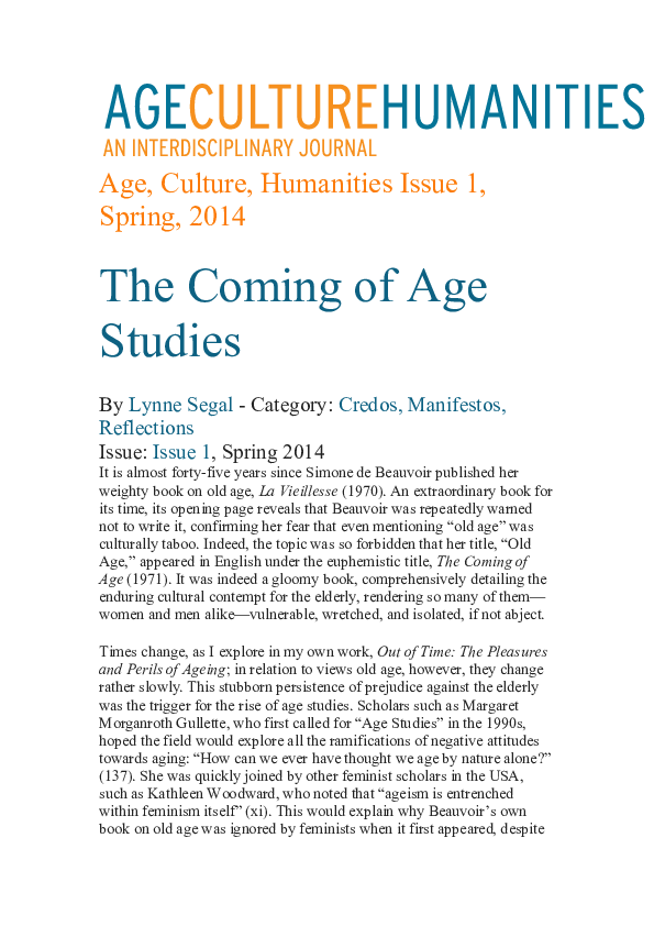 (DOC) The Coming of Age Studies