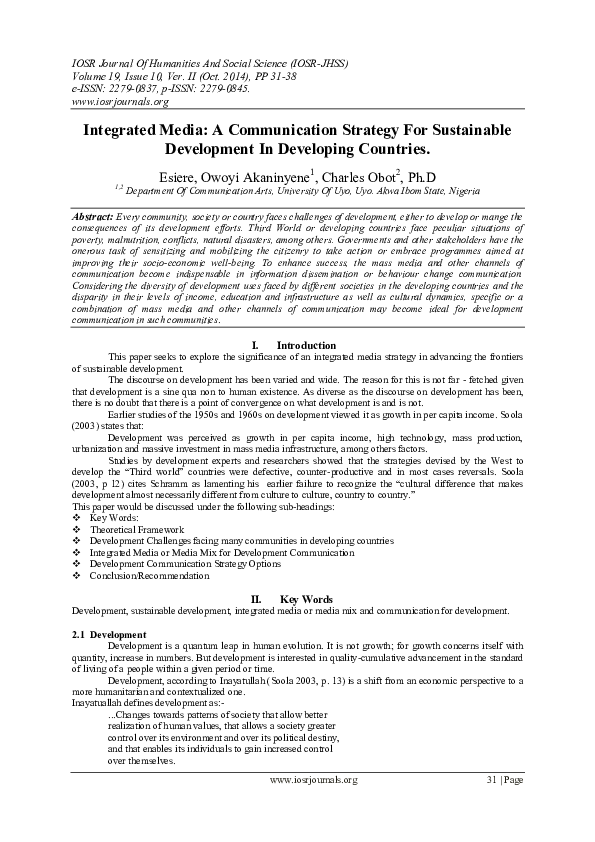 (PDF) Integrated Media: A Communication Strategy For Sustainable ...