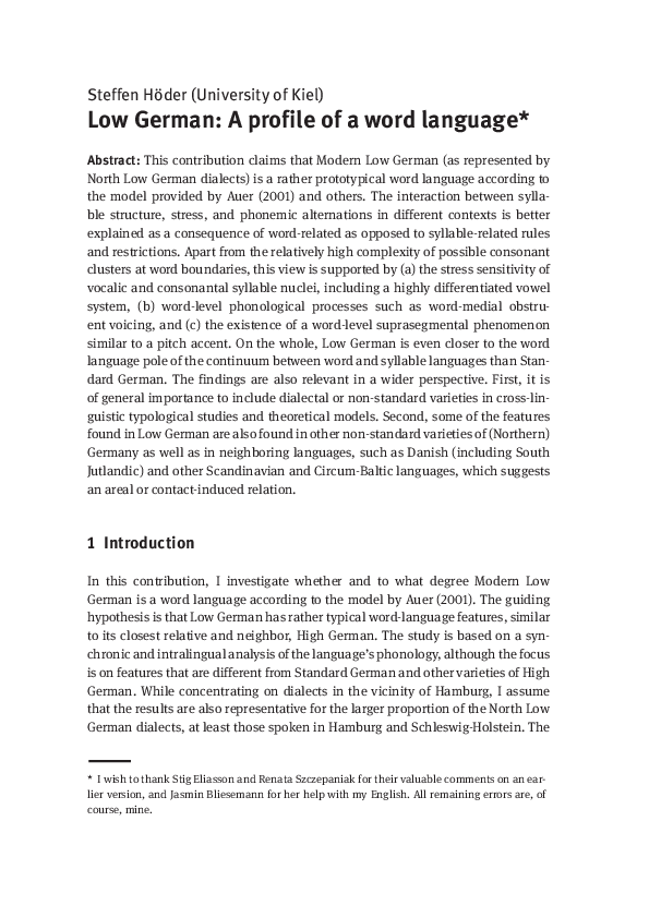 (PDF) Low German. A profile of a word language