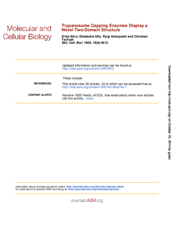(PDF) Trypanosome Capping Enzymes Display a Novel Two-Domain Structure