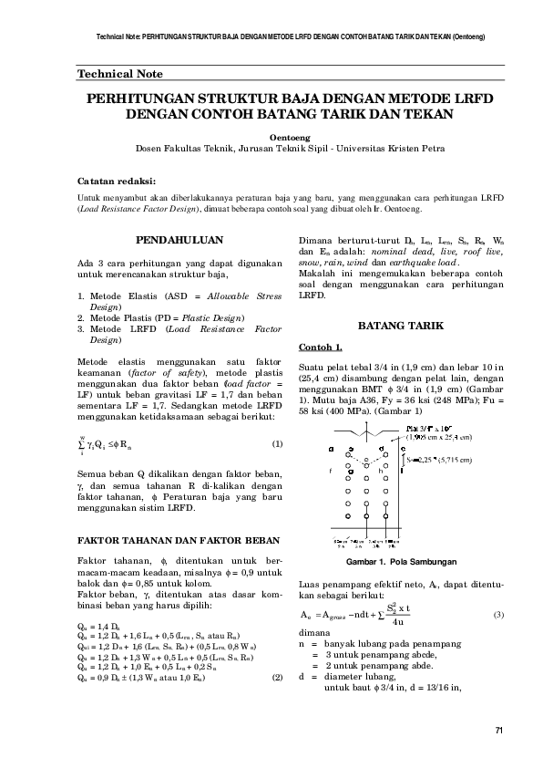 (PDF) Technical Note: PERHITUNGAN STRUKTUR BAJA DENGAN METODE LRFD ...