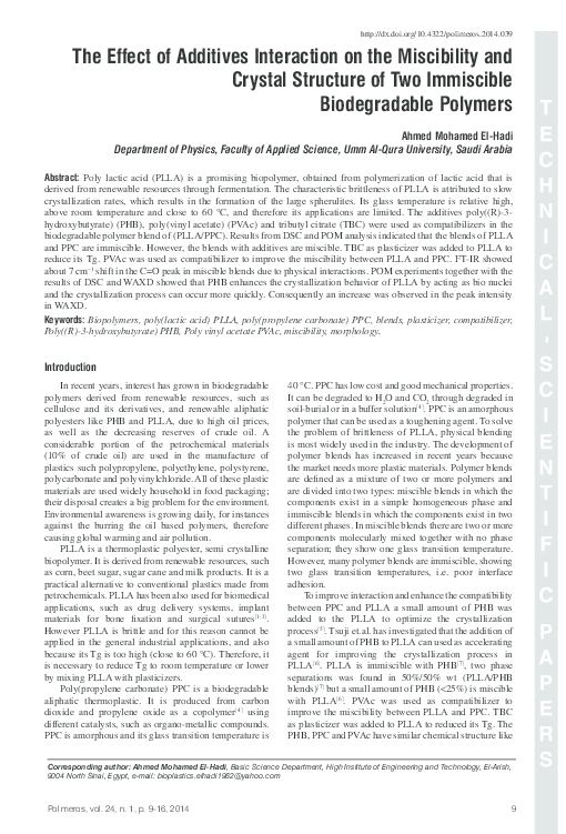 (PDF) The Effect of Additives Interaction on the Miscibility and