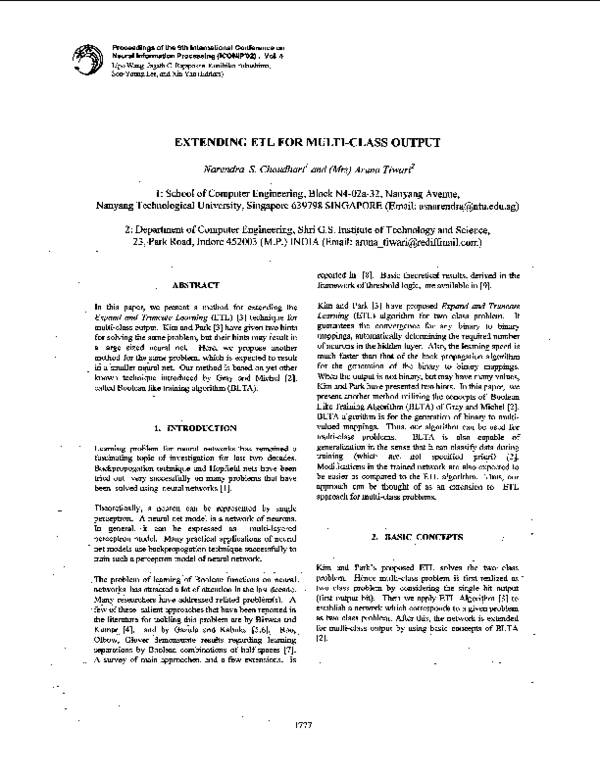 Pdf Extending Etl For Multi Class Output