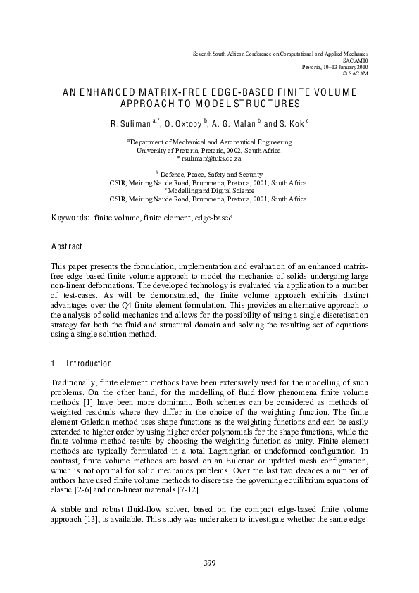 (PDF) An enhanced matrix-free edge-based finite volume approach to model structures