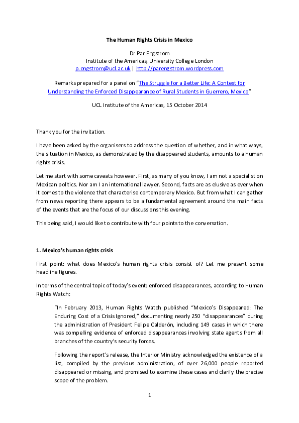 (PDF) The Human Rights Crisis in Mexico
