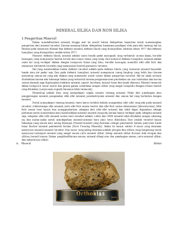 Doc Mineral Silika Dan Non Silika