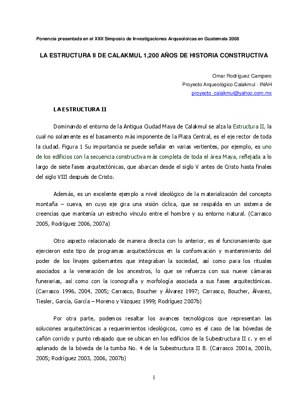 (PDF) LA ESTRUCTURA II DE CALAKMUL 1,200 AÑOS DE HISTORIA CONSTRUCTIVA