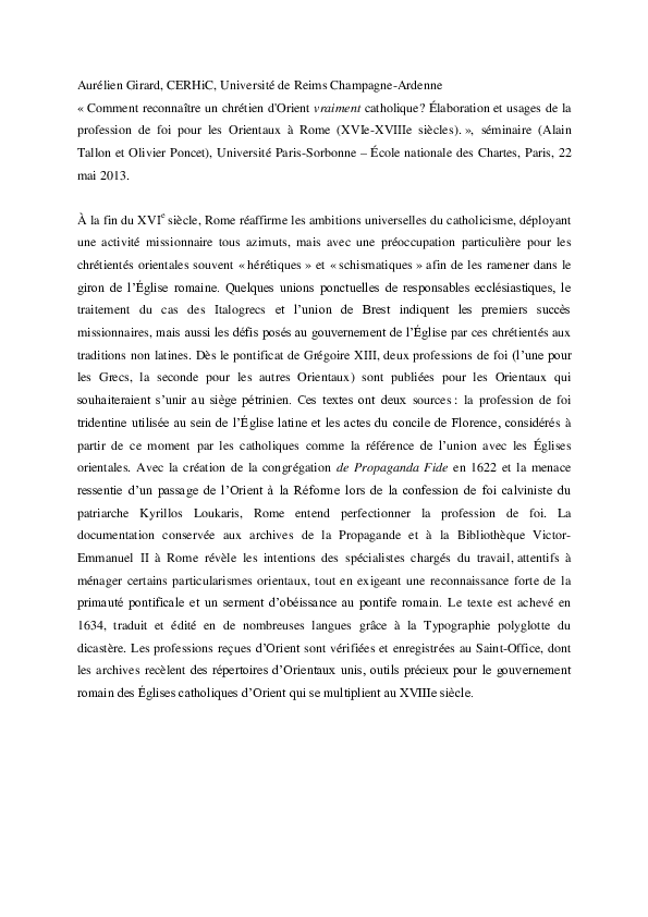 (DOC) Aurélien Girard, « Comment reconnaître un chrétien d'Orient ...
