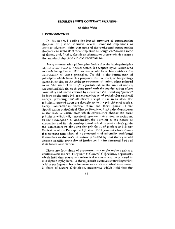 (PDF) Problems with Contractarianism