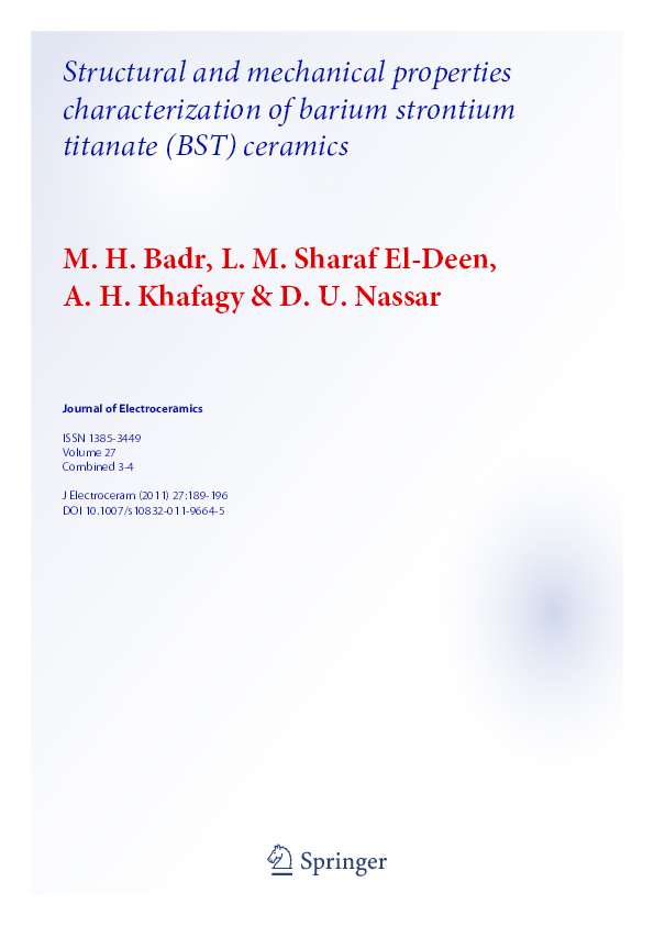(PDF) 2 3 Structural and mechanical properties characterization of barium strontium titanate ...