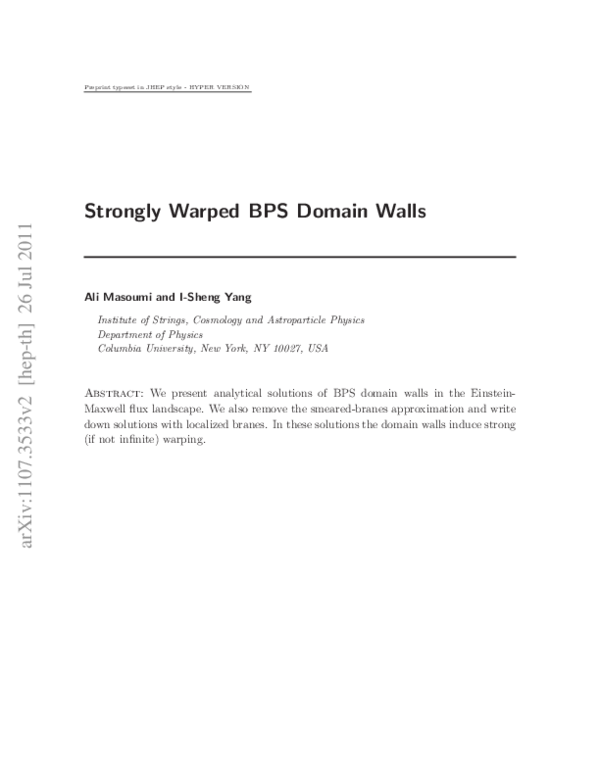 (PDF) Strongly warped BPS domain walls