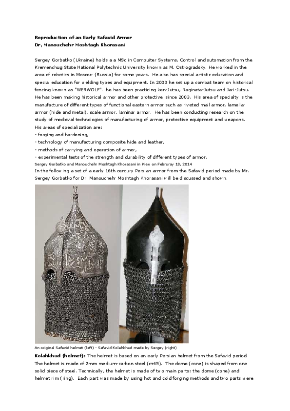 (PDF) Moshtagh Khorasani, Manouchehr (2014). Reproduction of an Early ...