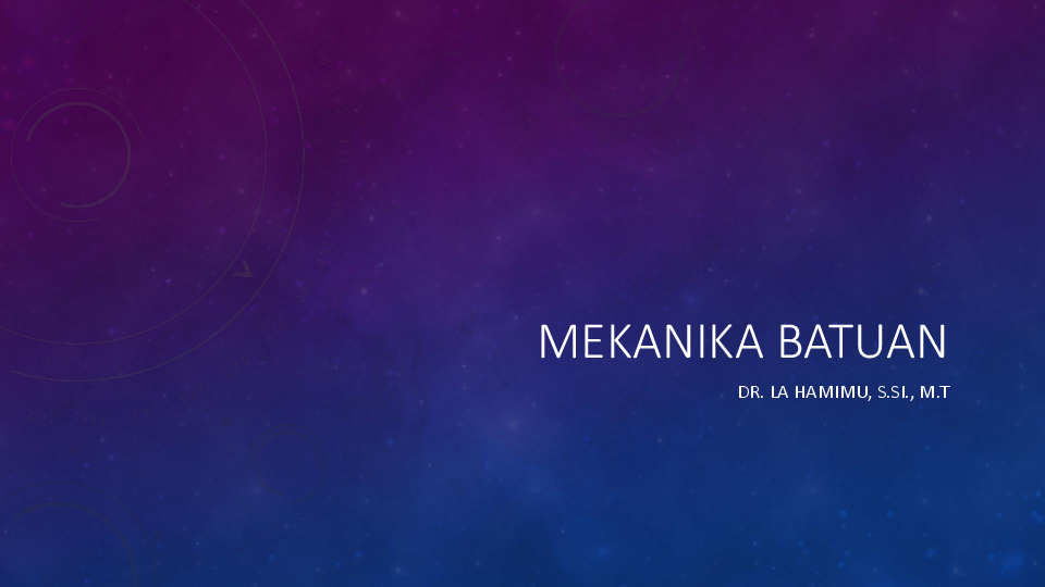 Mekanika Batuan untuk Teknik Pertambangan