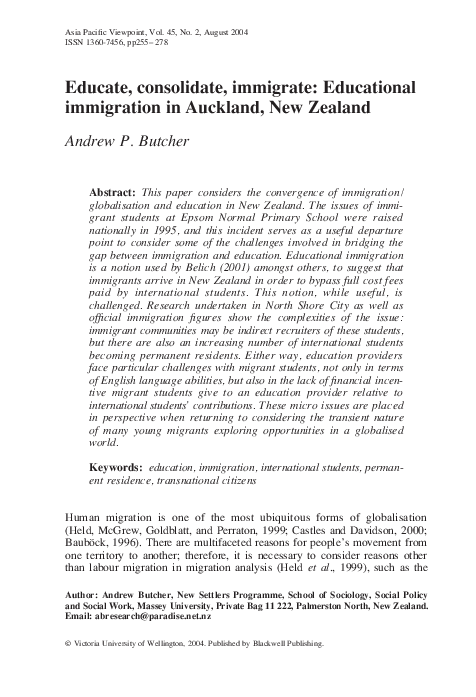 (PDF) Educate, consolidate, immigrate: educational immigration in ...