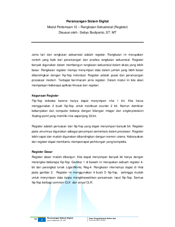 Perancangan Sistem Digital Setiyo Budiyanto ST, MT
