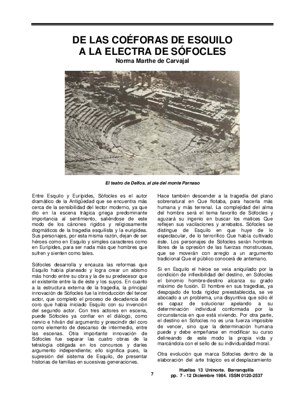 (PDF) DE LAS COÉFORAS DE ESQUILO A LA ELECTRA DE SÓFOCLES