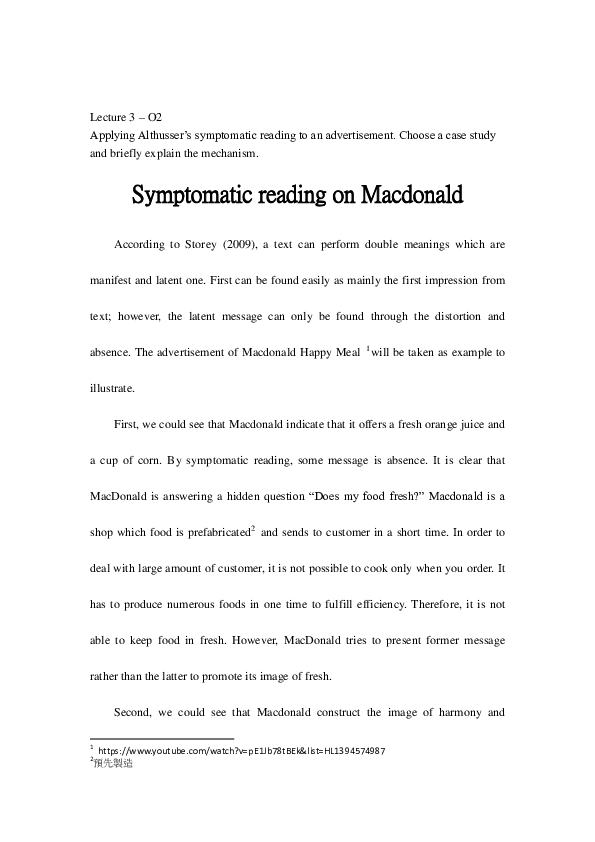 (DOC) Symptomatic reading on Mcdonald