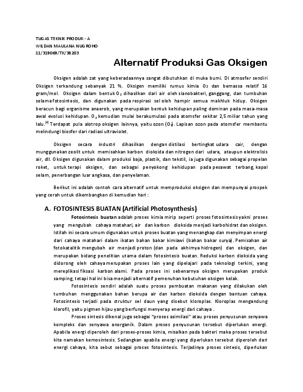(PDF) Alternatif Produksi Gas Oksigen