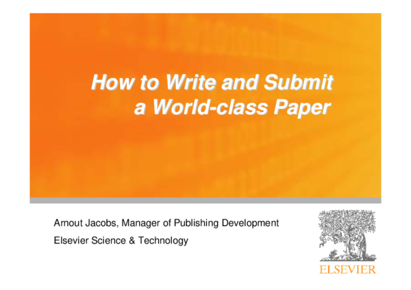 (PDF) How to Write and Submit a World-class Paper