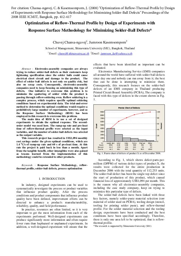(PDF) Optimization of Reflow-Thermal Profile by Design of Experiments ...