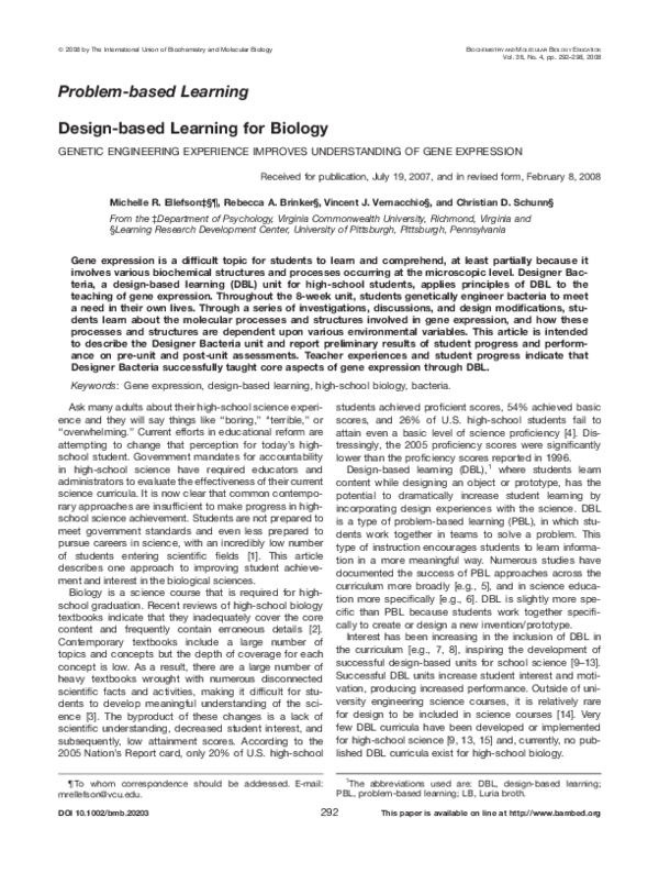 (PDF) Design-based Learning for Biology