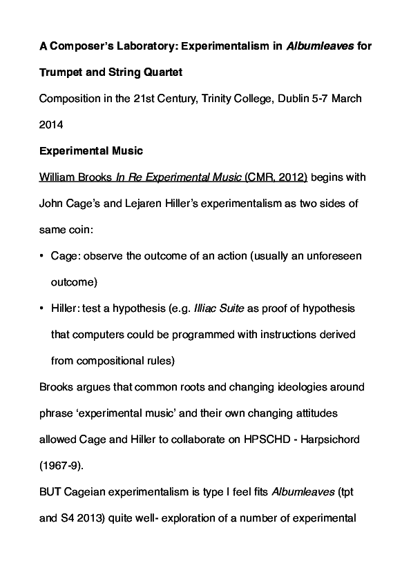 (PDF) A Composer's Laboratory: Experimentalism in Albumleaves for ...