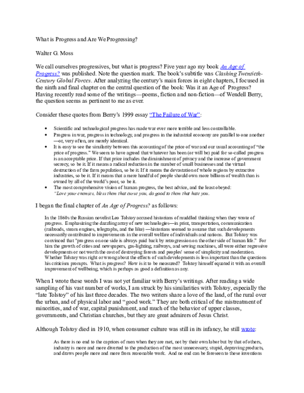(DOC) What Is Progress and Are We Progressing?
