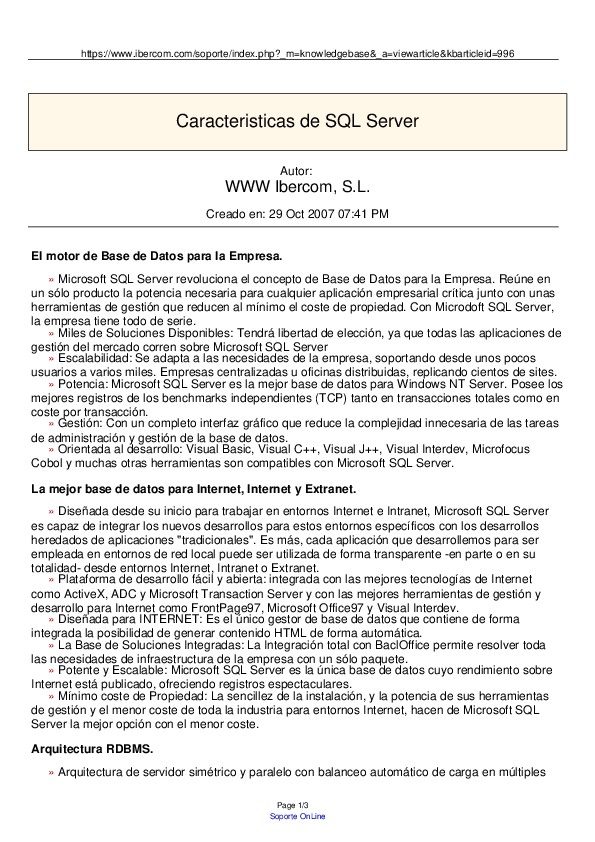 (PDF) Caractersticas de SQL Server