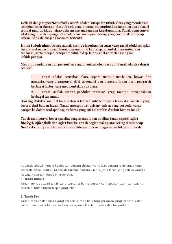 (DOC) Definisi Tanah