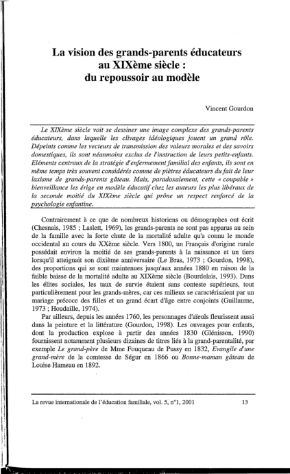 (PDF) - « La vision des grands-parents éducateurs au XIXe siècle : du repoussoir au modèle ...