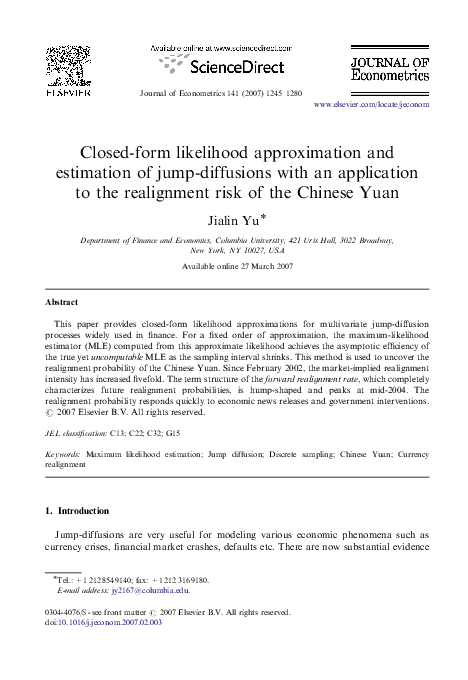 (PDF) Closed-form likelihood approximation and estimation of jump-diffusions with an application ...