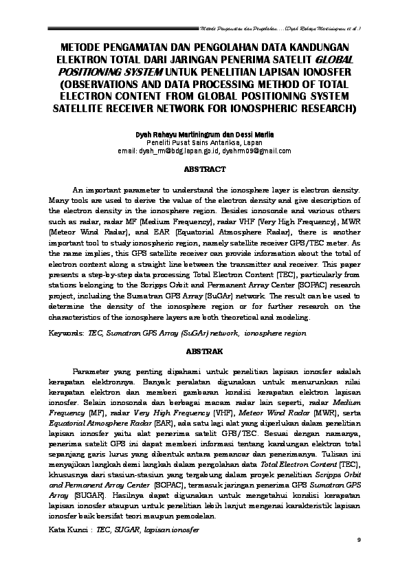 (PDF) METODE PENGAMATAN DAN PENGOLAHAN DATA KANDUNGAN ELEKTRON TOTAL ...