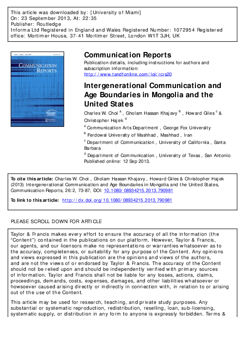 (PDF) Intergenerational Communication and Age Boundaries in Mongolia ...