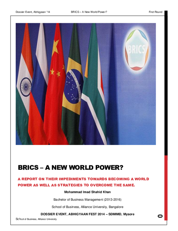 (PDF) BRICS and their feasibility towards becoming World Powers.