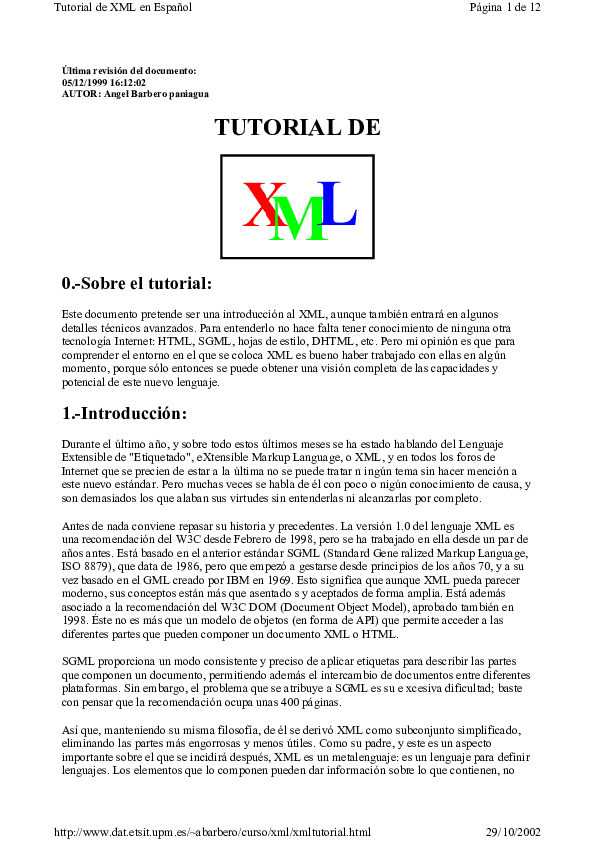 (PDF) Tutorial de XML en Español