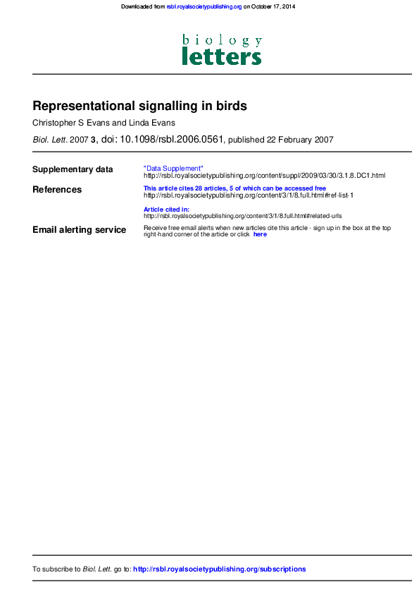 (PDF) Representational signalling in birds