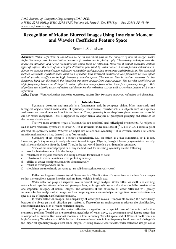 (PDF) Recognition of Motion Blurred Images Using Invariant Moment and Wavelet Coefficient ...