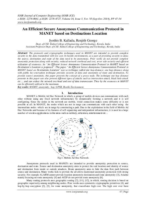 An Efficient Secure Anonymous Communication Protocol In Manet Based On Destinations Location