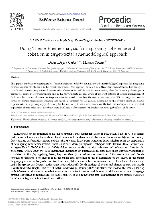 (PDF) Using Theme-Rheme Analysis for Improving Coherence and Cohesion ...