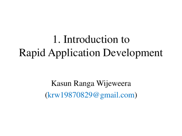 (PPT) Introduction to Rapid Application Development