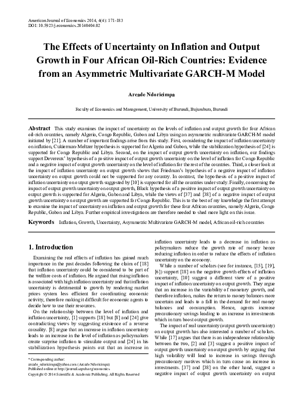 (PDF) The Effects of Uncertainty on Inflation and Output Growth in Four African Oil-Rich ...