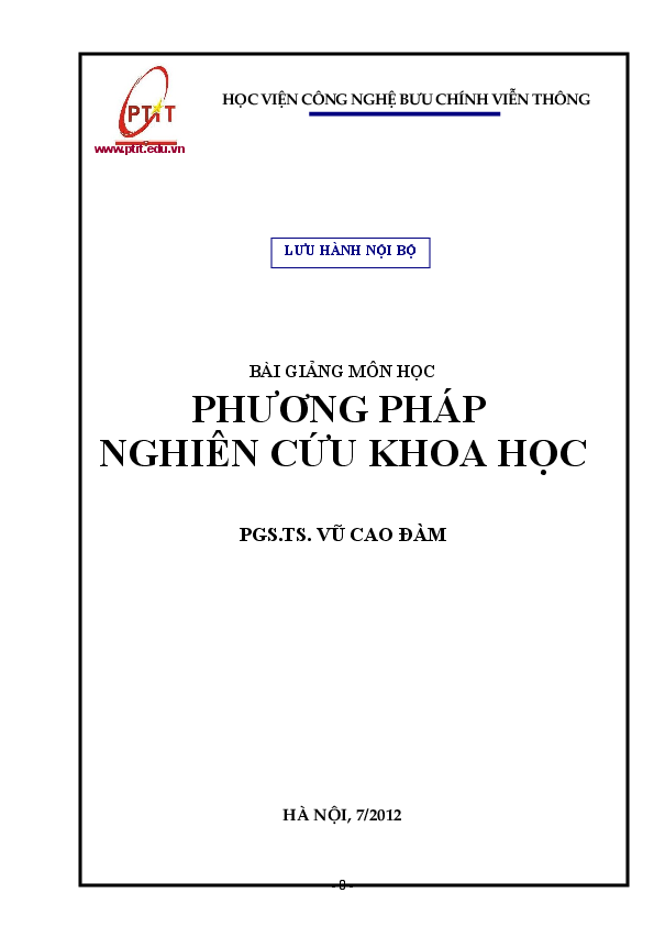(DOC) HỌC VIỆN CÔNG NGHỆ BƯU CHÍNH VIỄN THÔNG PH NG PHÁP NGHIÊN C U KHOA H C