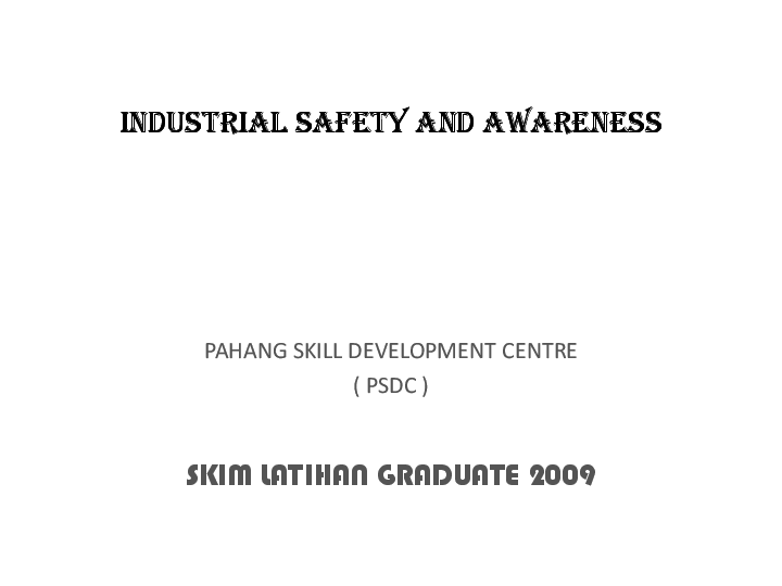 (PPT) INDUSTRIAL SAFETY AND AWARENESS note