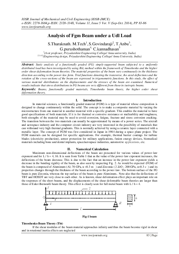 (PDF) Analysis of Fgm Beam under a Udl Load