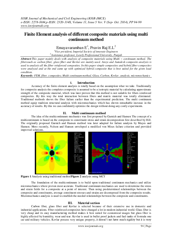 Pdf Finite Element Analysis Of Different Composite Materials Using Multi Continuum Method